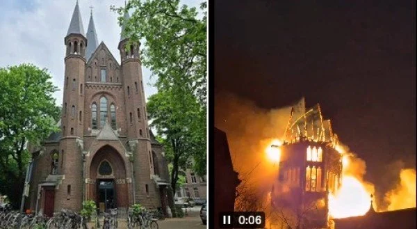 150-year-old Dutch church goes up in flames amid New Year’s violence ...
